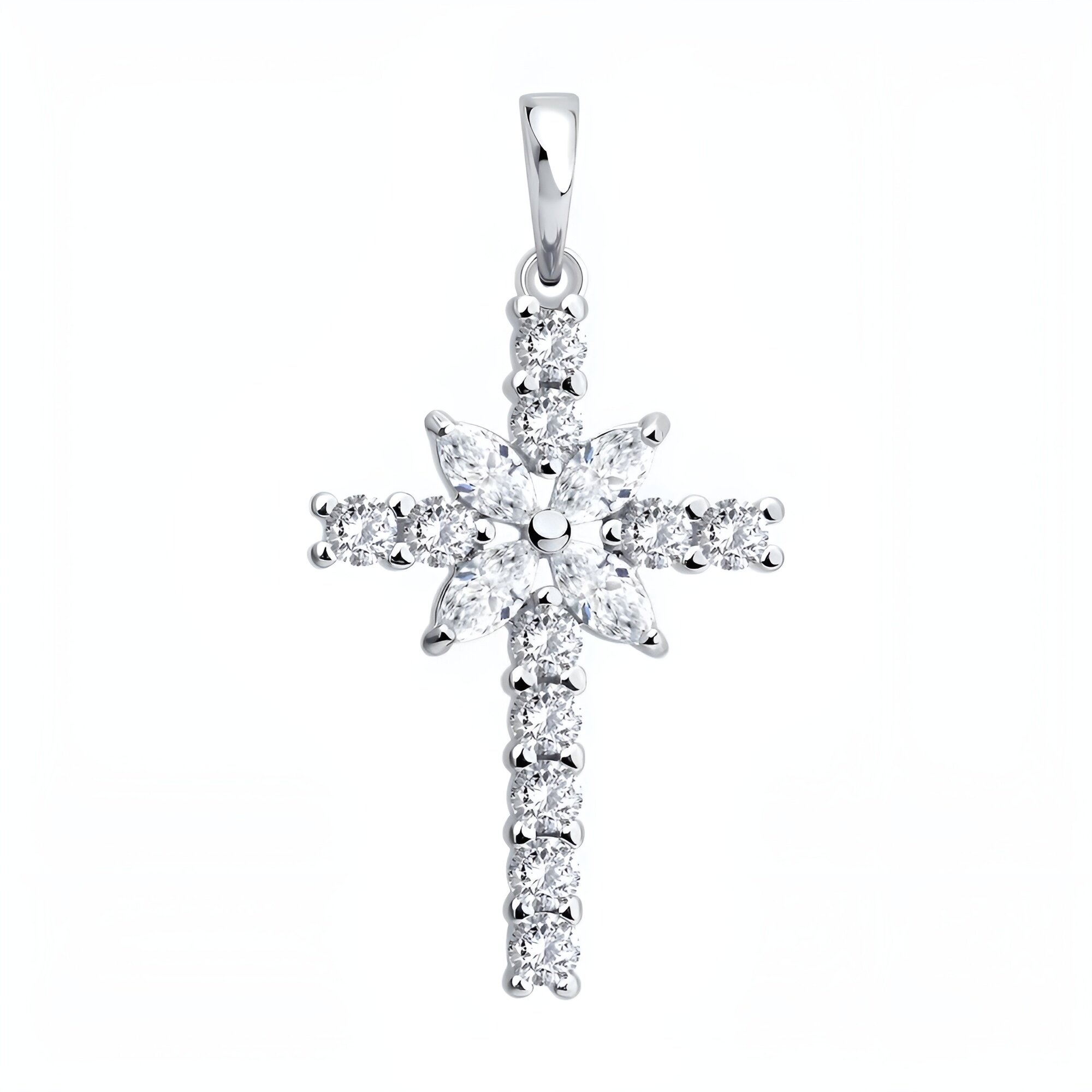 Подвеска, серебро, 925 проба, фианит