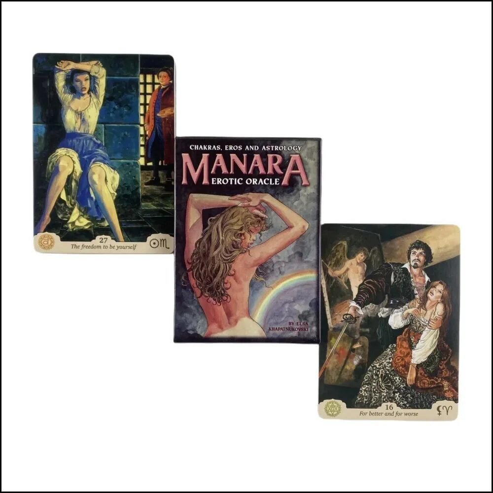 Карты Таро Manara Erotic Oracle, 35 карт, Черный, розовый, Английский — фото 1