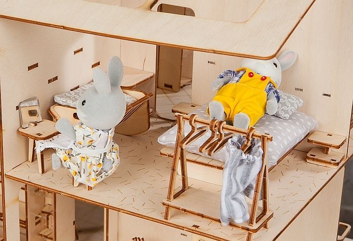 Мебель для кукольного домика деревянная, спальня для Sylvanian Families и других кукол до 12 см