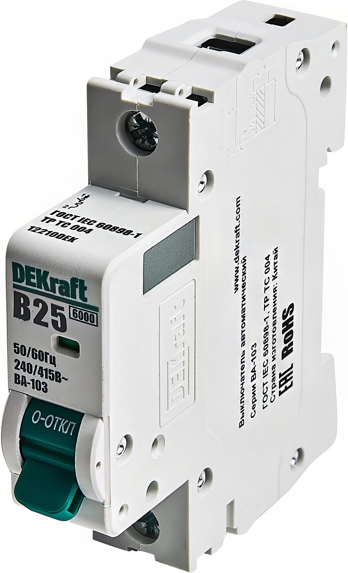 Автоматический выключатель Dekraft ВА-103 1P B25 А 6 кА 12211DEK