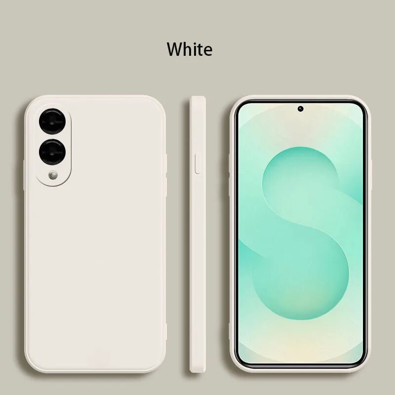 Для Samsung Galaxy S25 Edge квадратный жидкий силиконовый чехол для телефона Samsung Белый, White