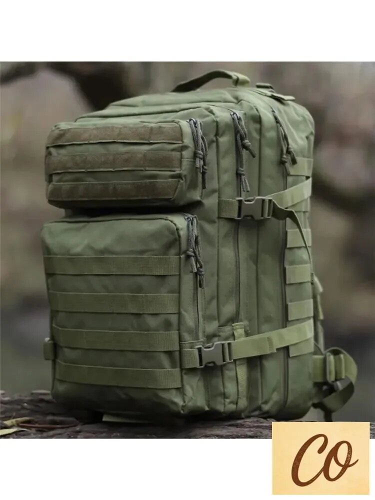 Рюкзак тактический, Оксфорд 900D, 48x30x28 см, зеленый, для охоты, рыбалки, туризма, учебы — фото 1