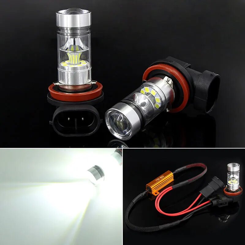 Светодиодная лампа Canbus 9006 H8 H11 для противотуманных фар и дневных ходовых 2pcs LED Fog H8 H11