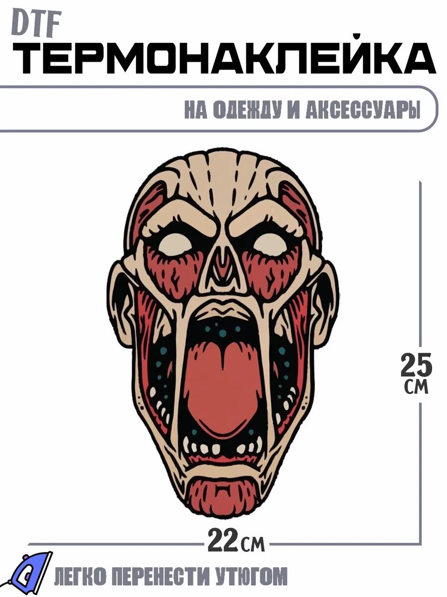 Термонаклейка Череп с мышцами