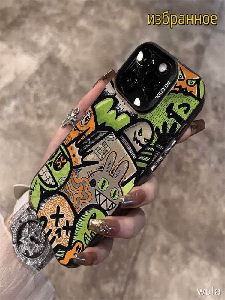 Чехол на iPhone 13/14 / Айфон 13/14 черный с принтом Орнамент силиконовый ударопрочный