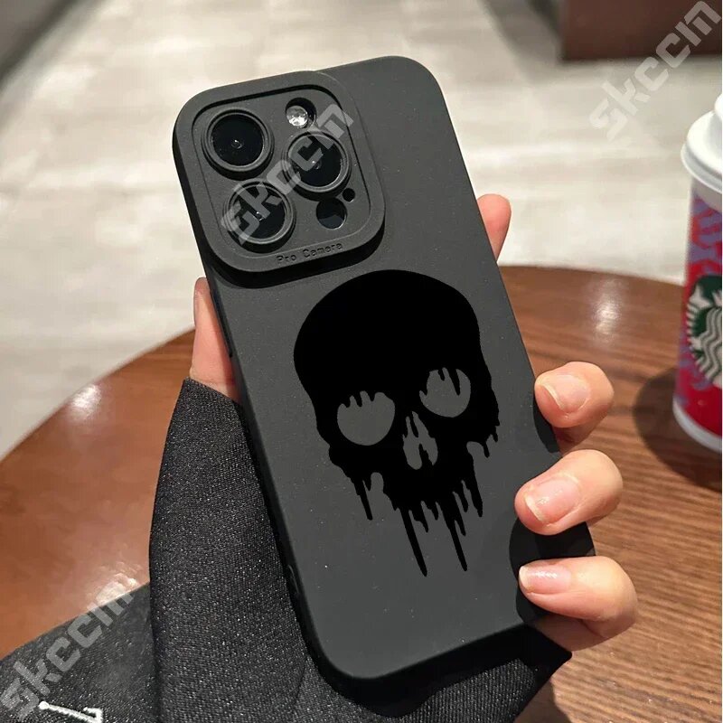 Матовый чехол для телефона Terror Skull Hand Love для iPhone 16, 15, 11, 14, Black 2M72, iPhone 13