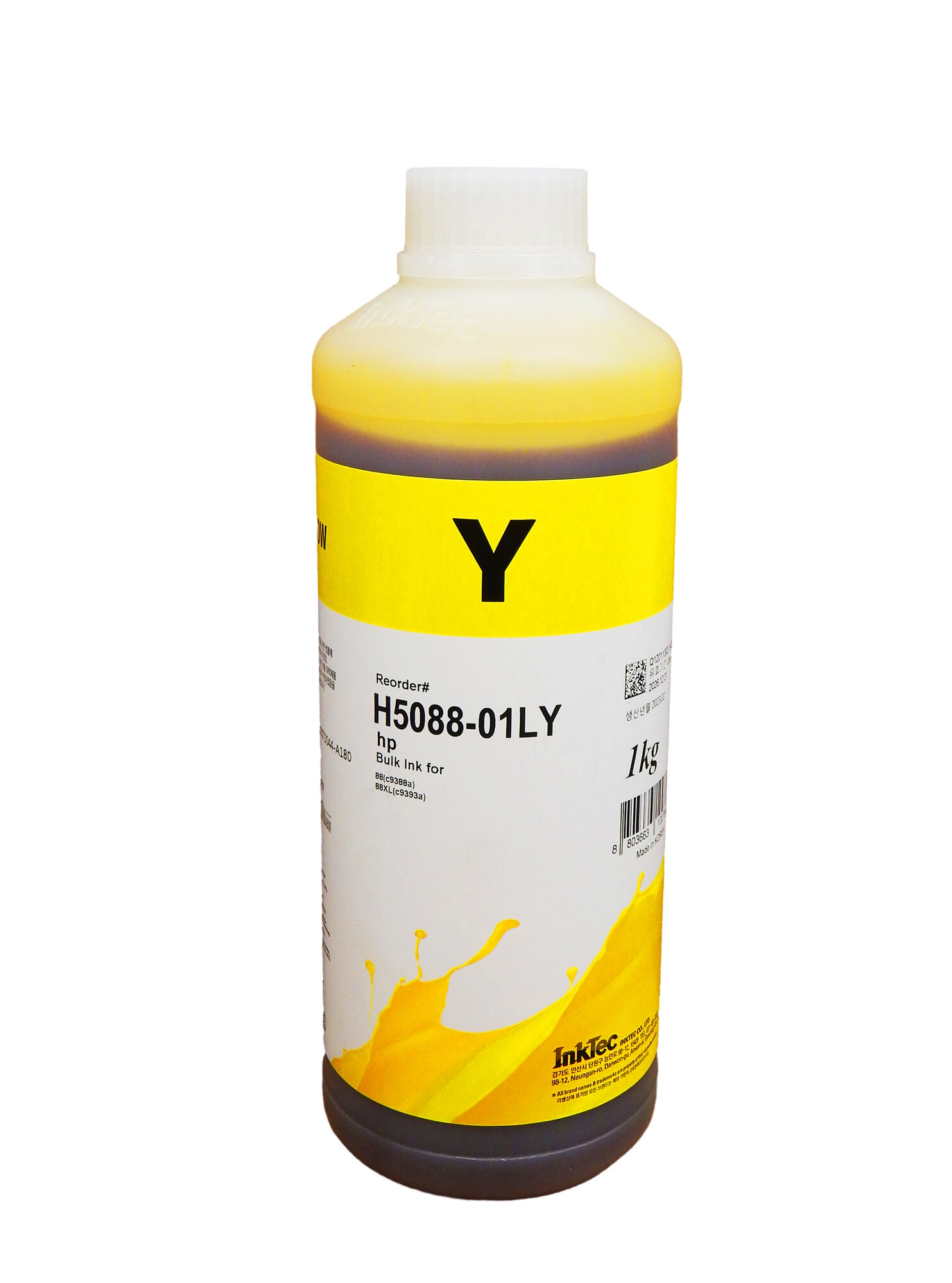 Чернила в канистре для картриджей HP C9388A, C9393A, , yellow, InkTec H5088-01LY