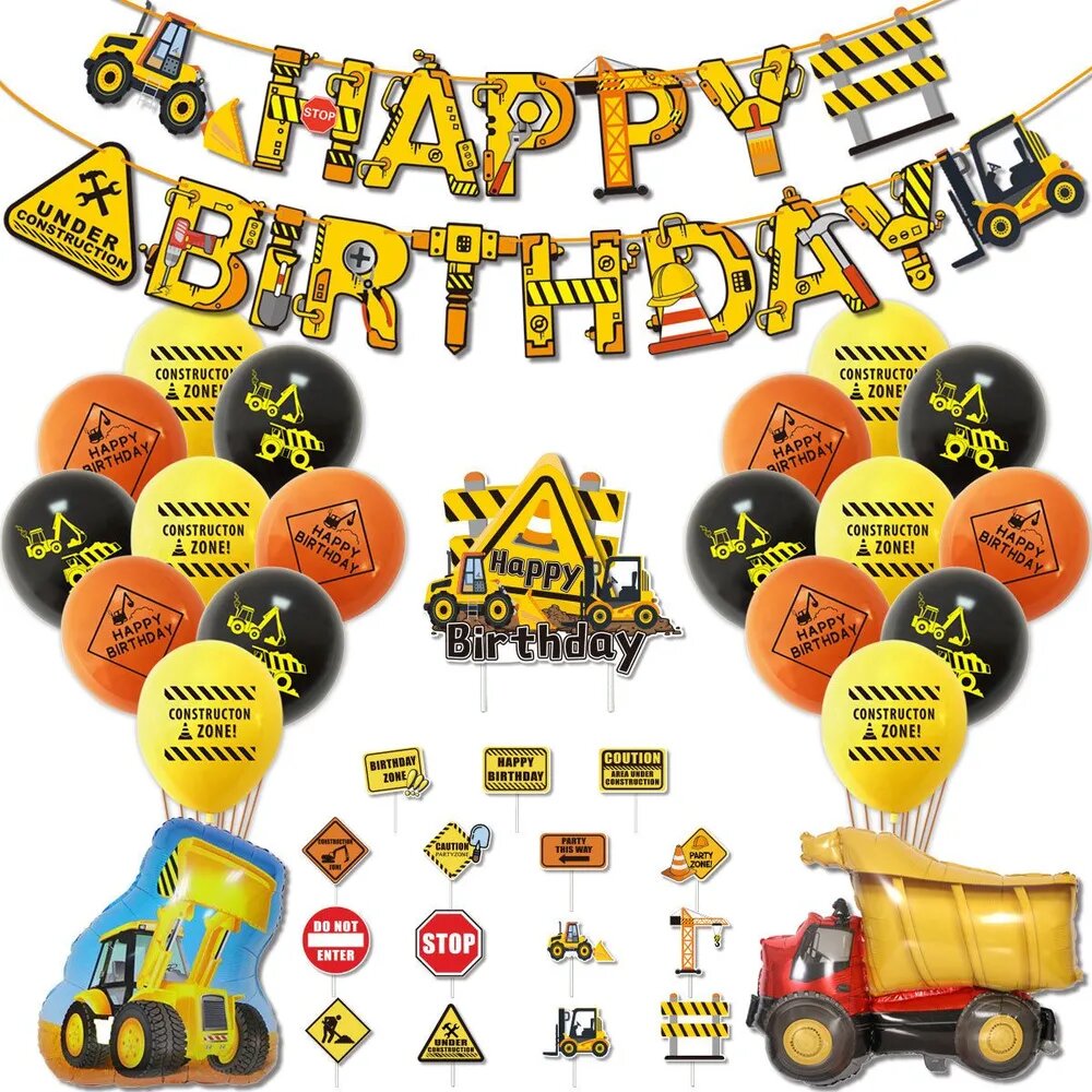Грузовик Экскаватор Воздушные Шары На День Рождения Happy Birthday/Украшения Для Торта