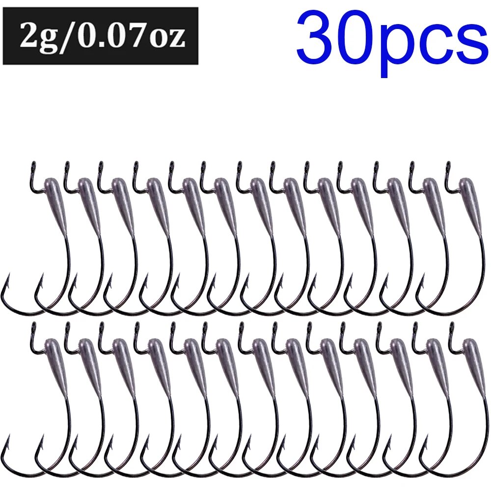 30 шт. офсетных крючков 2г Black Nickel 3/0#