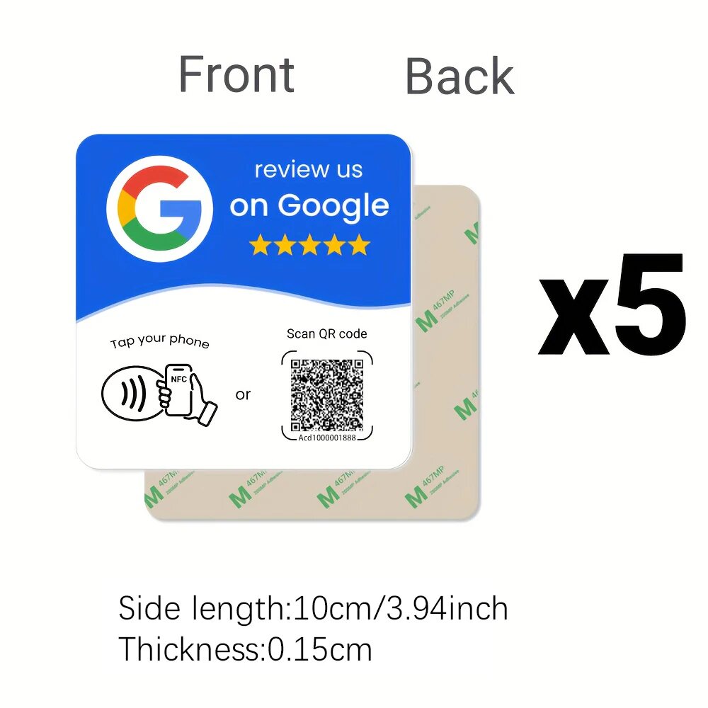 5шт NFC-наклейка для Google отзывов, White