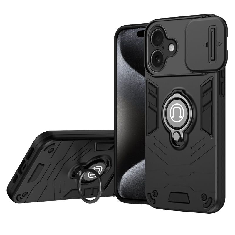 Чехол для iPhone 17 (Айфон 17) с крышкой камеры и кольцевой подставкой чехол
