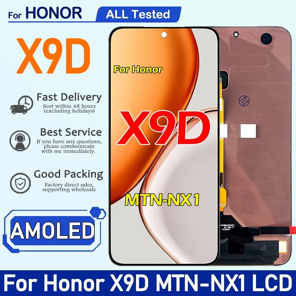 6,79-дюймовый AMOLED-дисплей для Huawei Honor X9d, сенсорный экран в сборе, Sliver With Frame