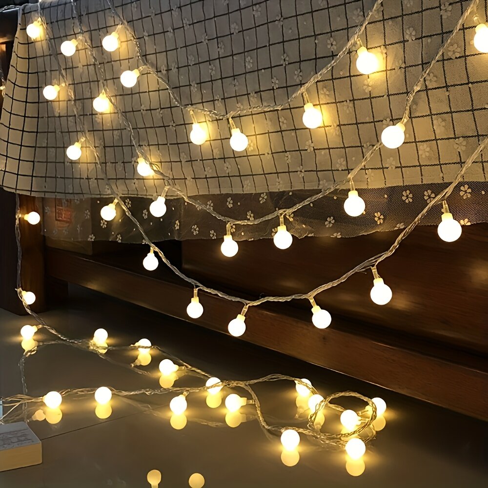 Гирлянда светодиодная с шарами, 2 шт, 20 ft, 40 LED, на батарейках, цветочный дизайн, современный стиль, для украшения комнаты и праздника
