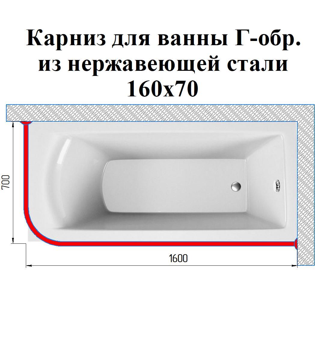 Карниз для ванны 160х70 см из нержавеющей стали