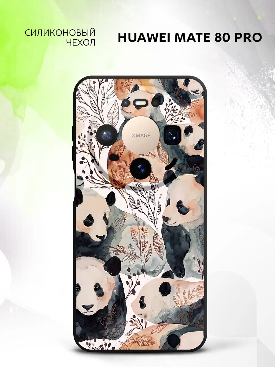 Чехол на Huawei Mate 80 Pro, Хуавей Мат 80 Про защитный, бампер с картинкой панды