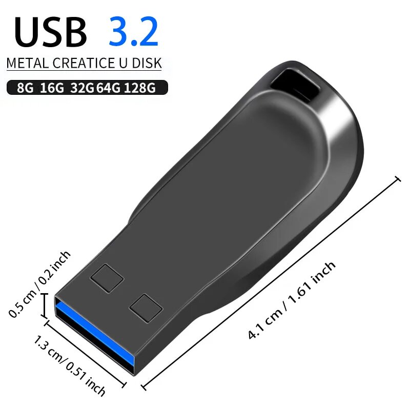 USB 3.2 флешка металлическая 8 ГБ, темно-синий