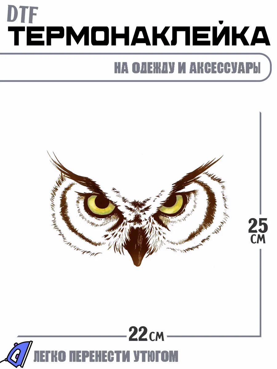 Термонаклейка сова глаза птицы owl