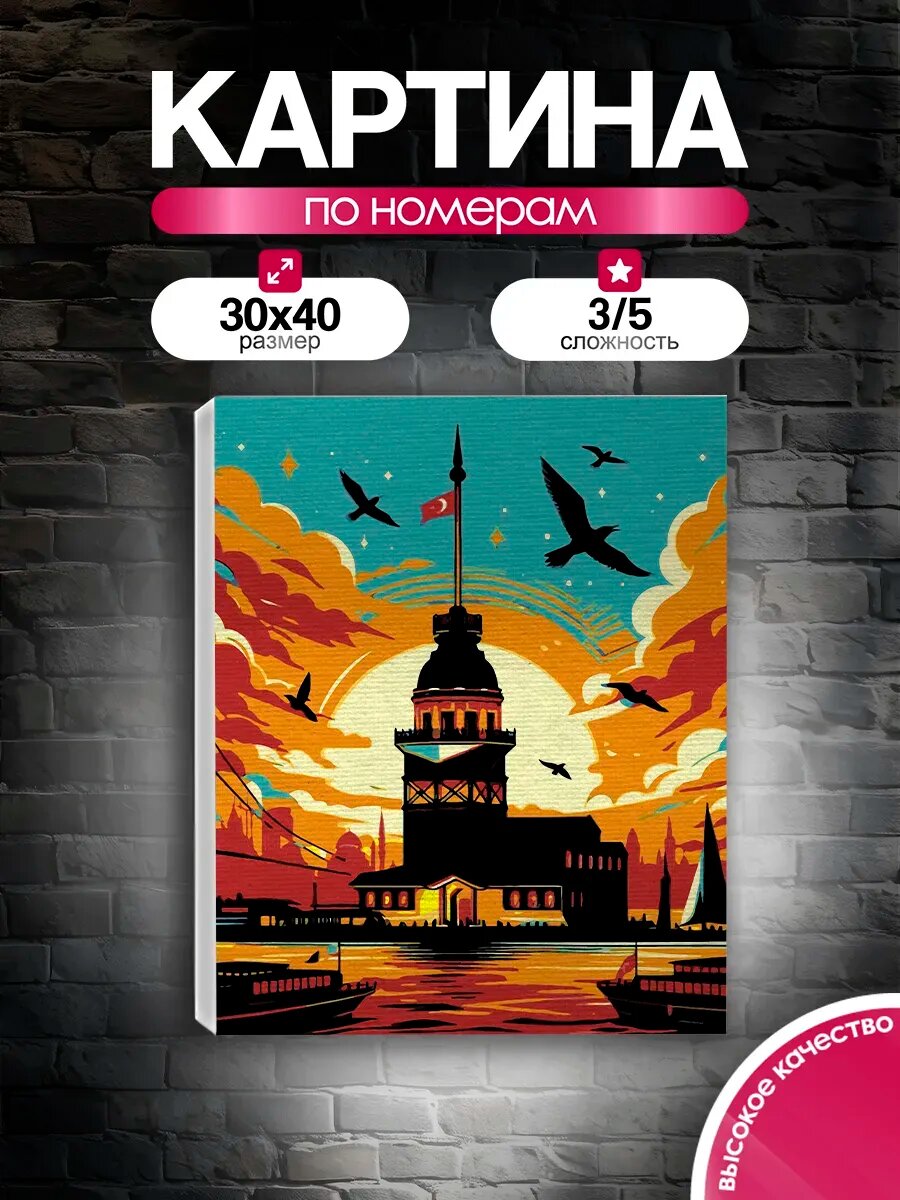 Картина по номерам 30x40 Стамбул Девичья башня