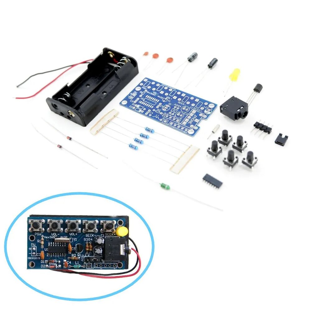 Модуль FM радиоприёмника аудио управления PCB с кнопками и разъёмом 3.5 мм Hex3653 1 шт.