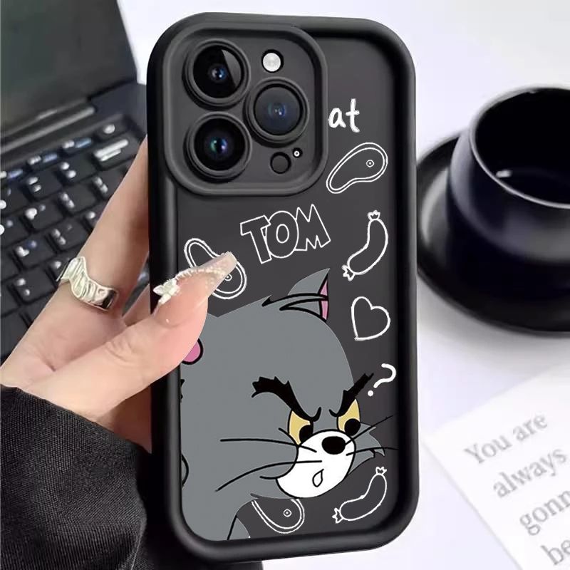Чехол на Айфон 11 Про Макс / IPHONE 11 PRO MAX черного цвета с мультяшным принтом Том антиударный с амортизацией