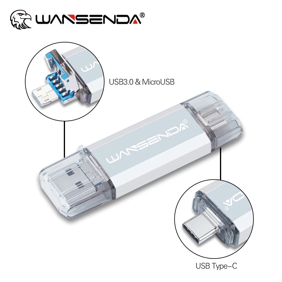 Wansenda USB 3.0 флешка 16 ГБ, серебристая