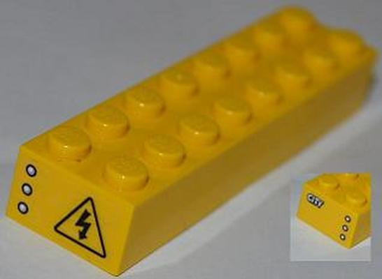 Деталь Lego 3007pb06 Brick 2 x 8 with 'CITY' on One End, Electricity Danger Sign on Other End Pattern (Stickers) - Set 4203