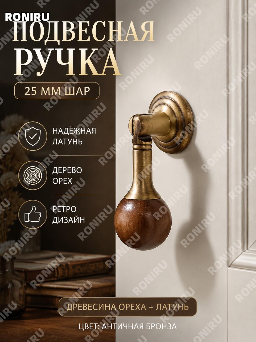 Подвеска для мебели 25 шаров, цвет античная бронза, латунная декоративная деталь для обновления шкафов и ящиков