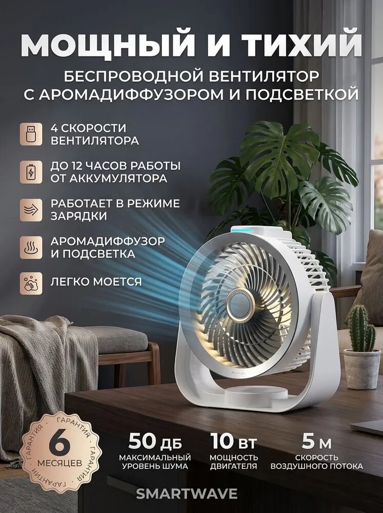 Настольный вентилятор М55, светло-серый