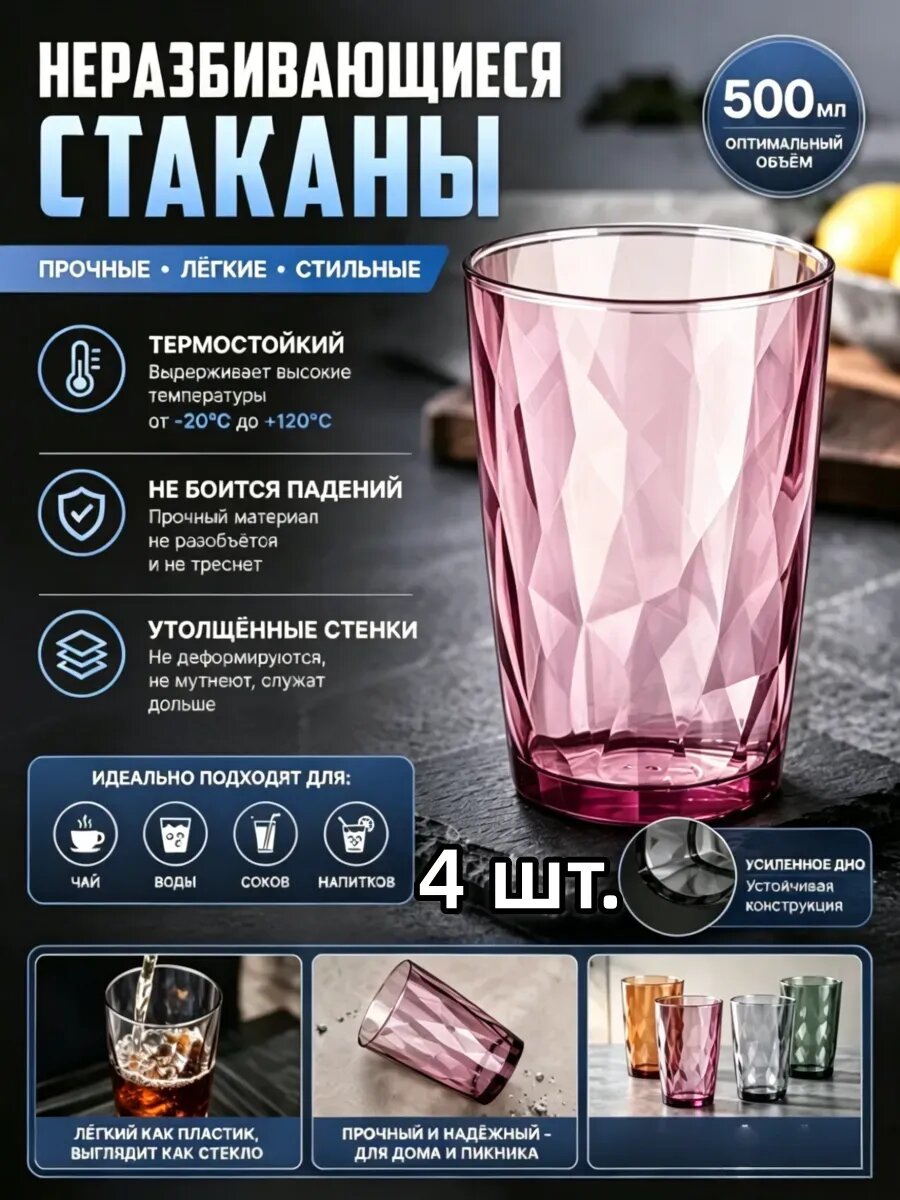 Неразбивающиеся стаканы，4шт
