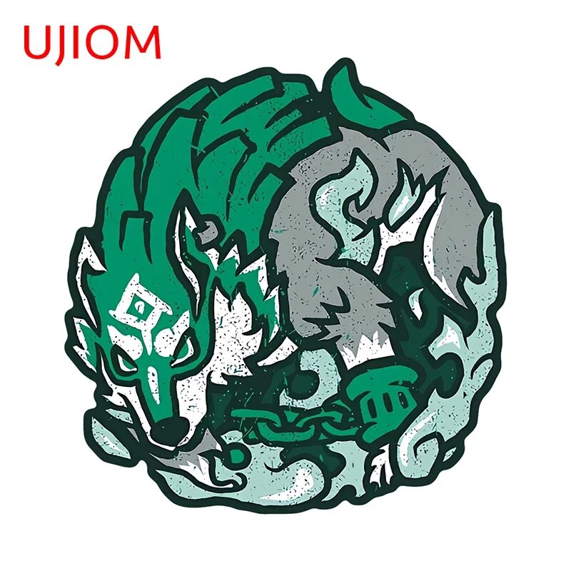 Наклейки на стену UJIOM Cool Twilight Wolf Design Изумрудный, 13cm