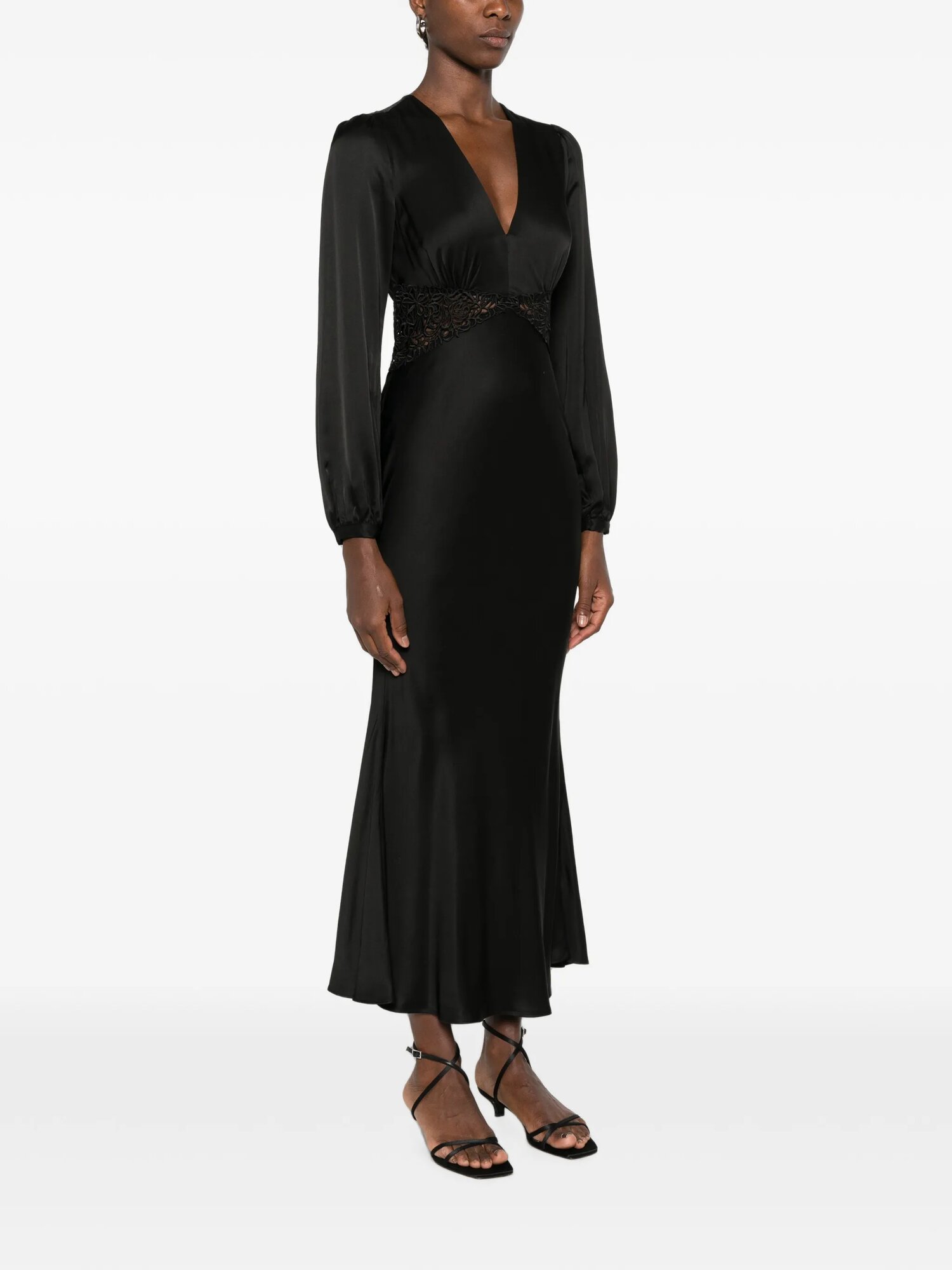 Платье Twinset Milano Lace-insert open-back maxi dress, размер 48, черный — фото 1