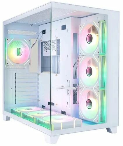 Компьютерный корпус 1STPLAYER MEGAVIEW MV8 TP ARGB (MV8/TP/WH/6FC7R-W-1FC7-W-HUB2) белый - Midi Tower, ATX, USB 3.2 Gen 1 Type A, USB 3.2 Gen 2 Type C