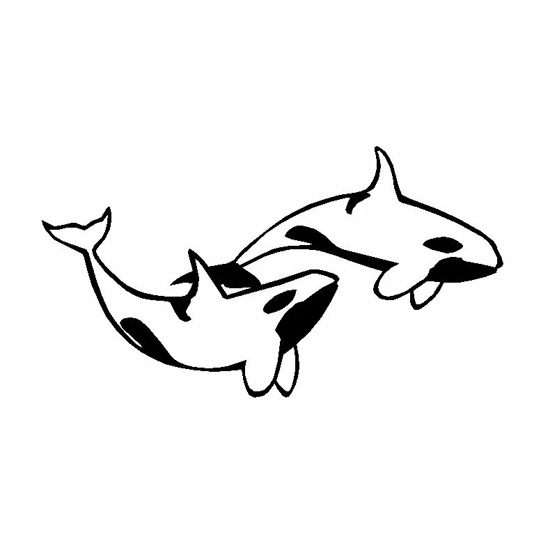 Виниловая художественная наклейка Orcas Killer Whales, декор на окно QT538 Black, 19x10 cm
