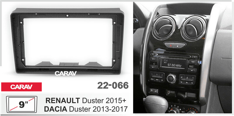 Переходная рамка 9" Android для RENAULT Duster 2015+ CARAV 22-066
