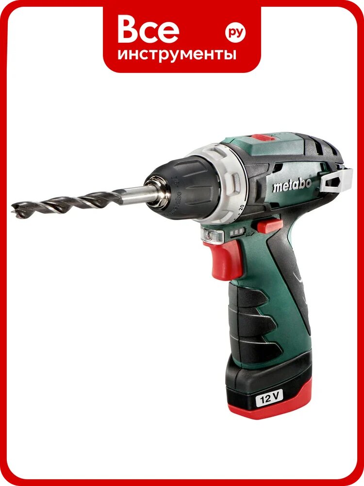 Аккумуляторная дрель-шуруповерт Metabo PowerMaxx BS 12 В, 2х2.0, LC12, патрон, кейс, универсального применения