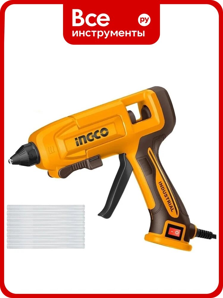 Клеевой пистолет INGCO INDUSTRIAL GG408, 45Вт, 250°С, 150мм, блистер