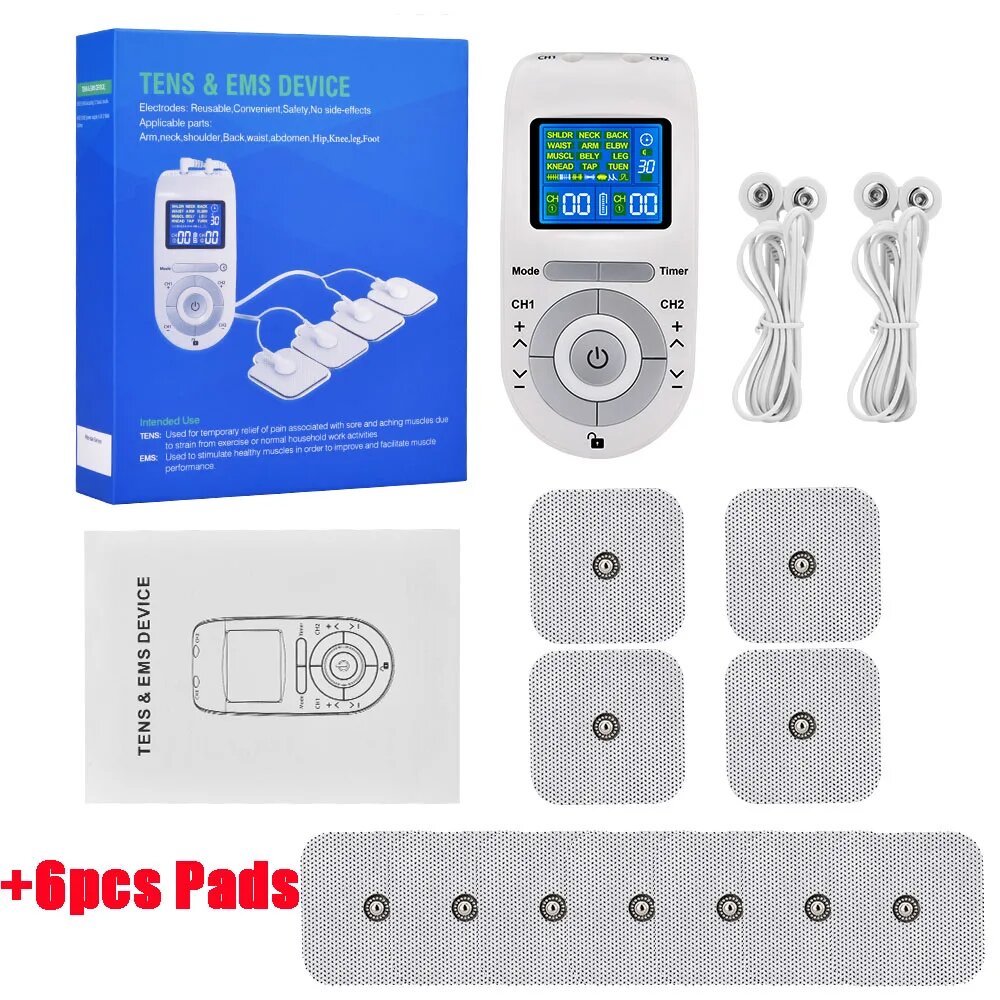 PASTSKY 12-режимный импульсный физиотерапевтический аппарат TENS add 6pcs pads