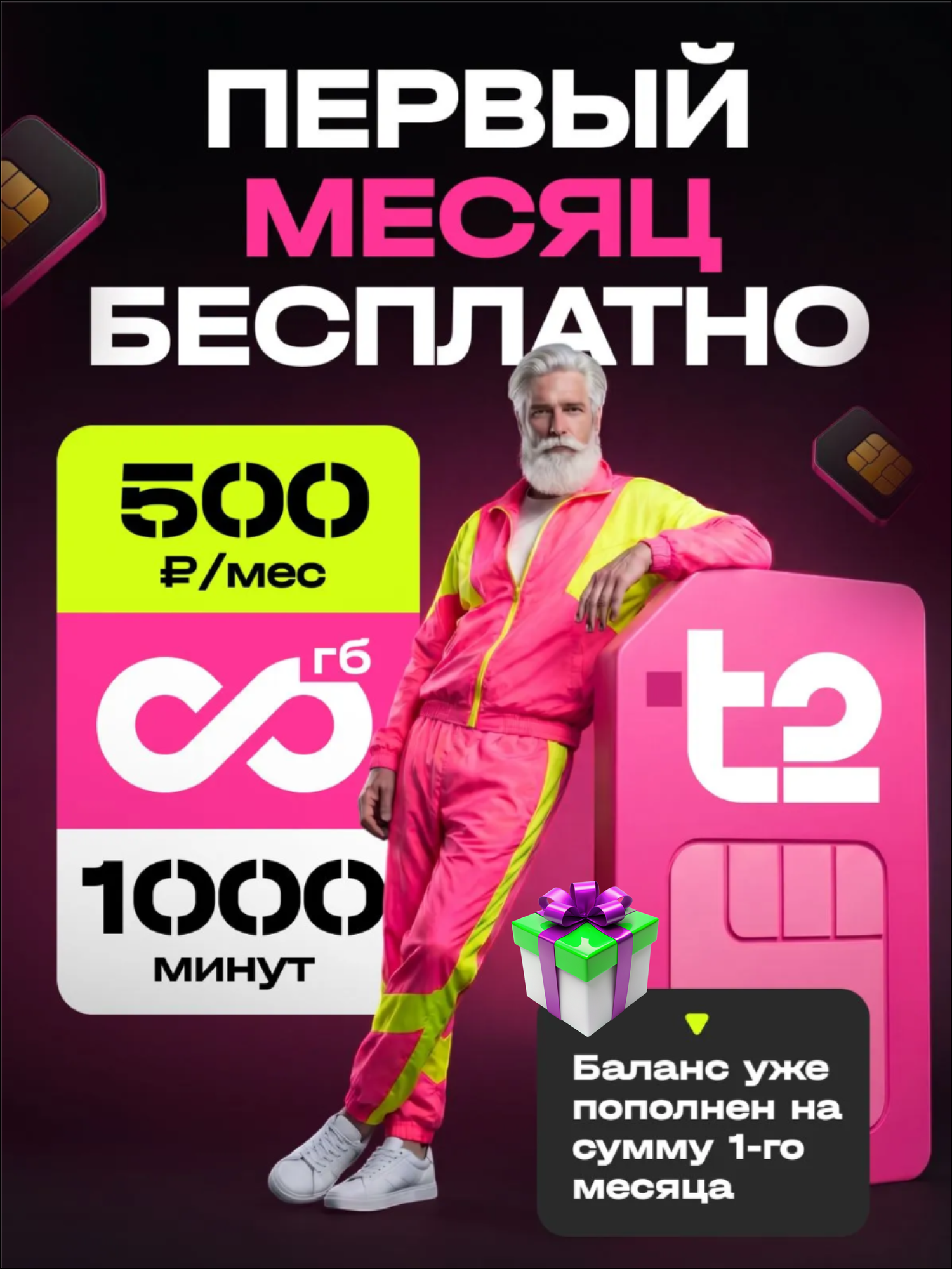 Сим карта безлимитный интернет вся РФ ЛНР ДНР Крым Севастополь SIM-карта t2