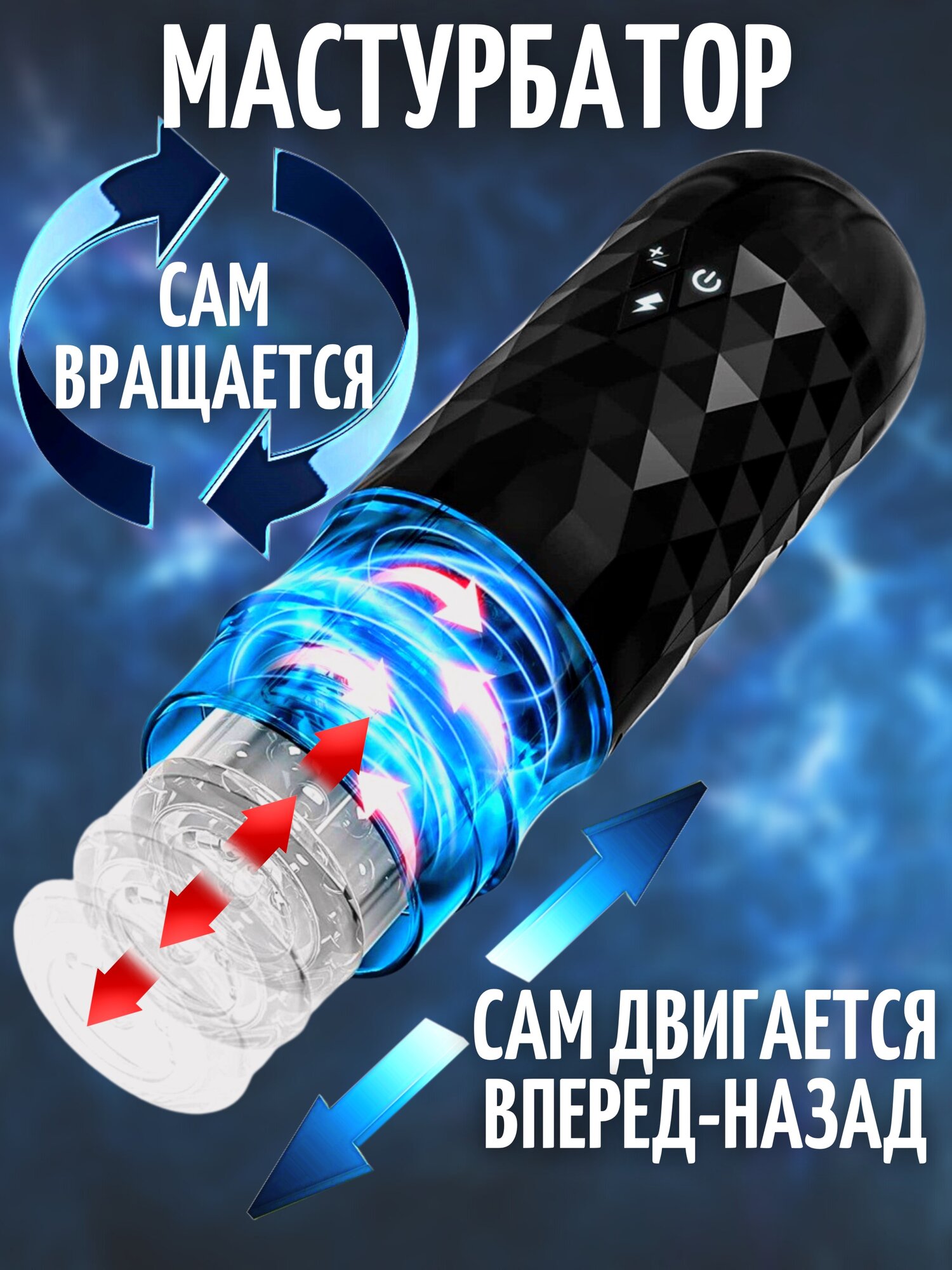Автоматический мастурбатор мужской PARADISE с телескопическими (поступательными) движениями и ротацией (вращением), имитатор вагины, товар для мужчин