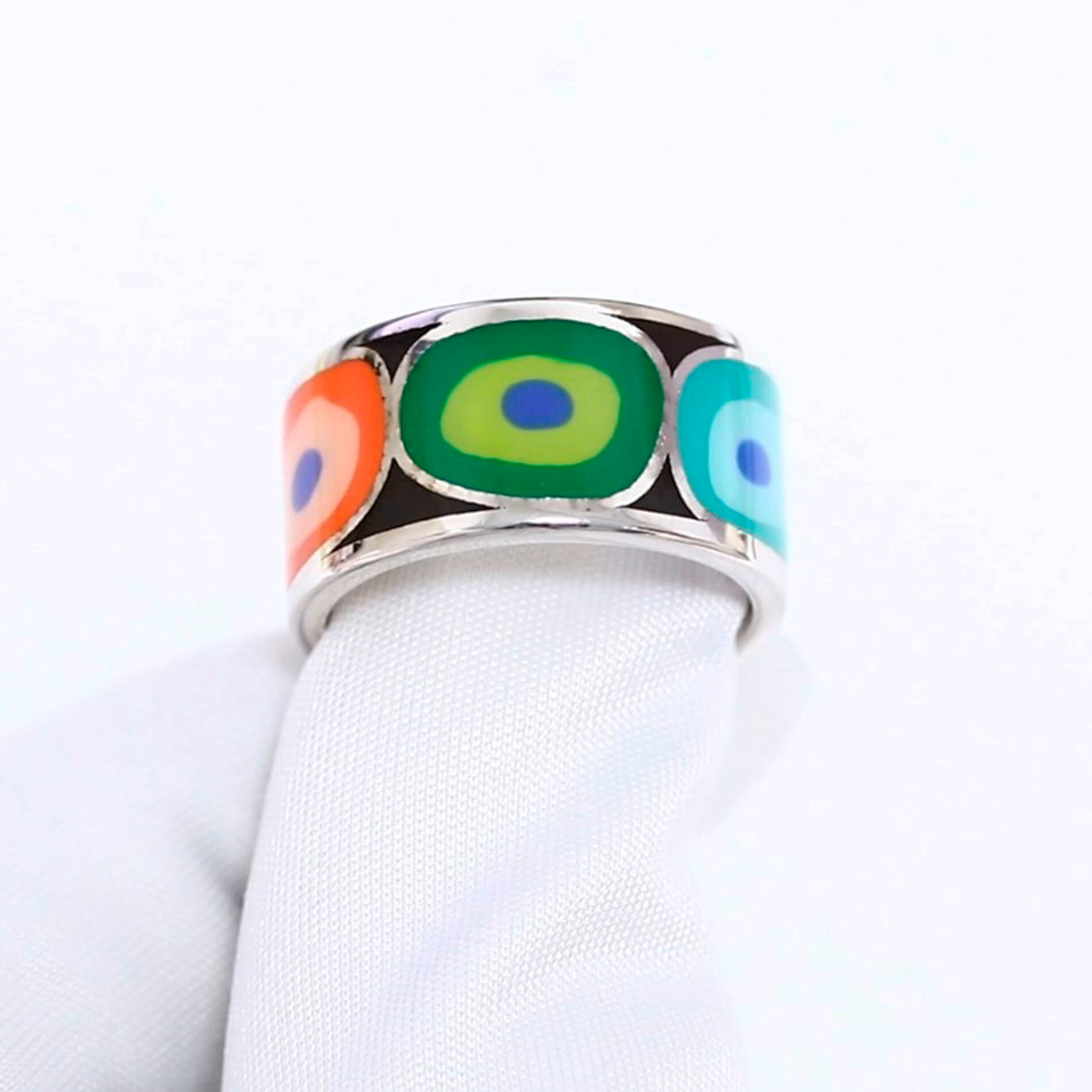 Кольцо, серебро, 925 проба, родирование, эмаль