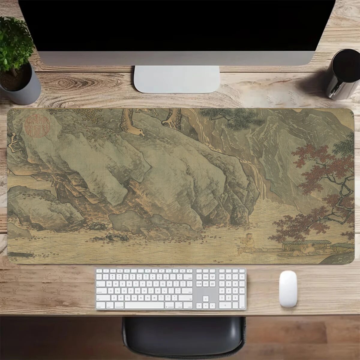 MRGLZY резиновый коврик для мыши XXL китайский пейзаж коричневый 400x900 400x800x3MM, mouse pad 5