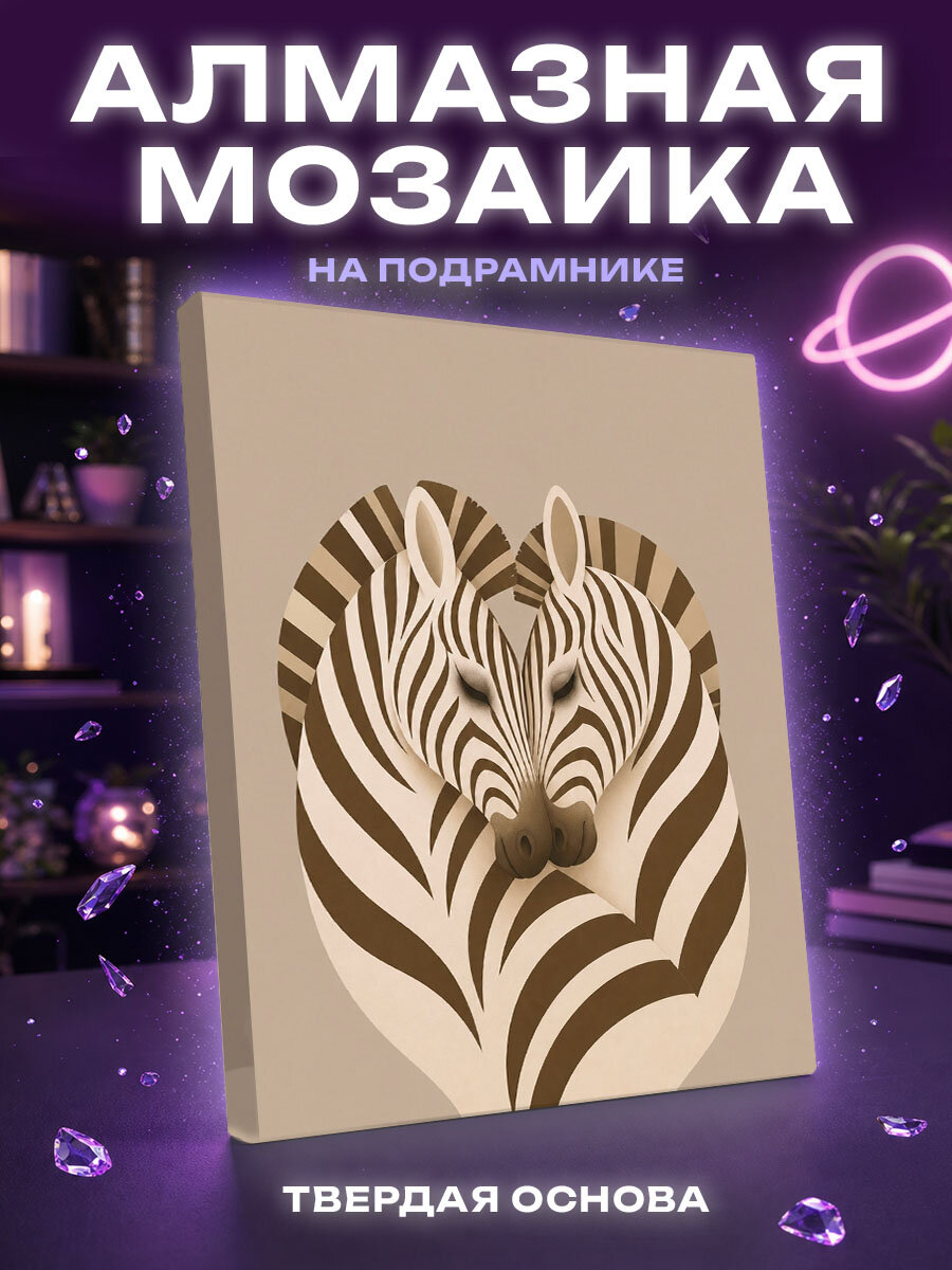 Алмазная мозаика Нежные зебры бохо