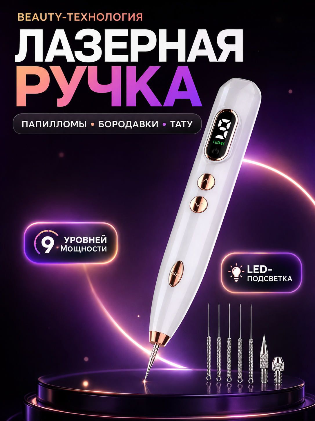 Ручка косметологическая для удаления родинок, бородавок, тату, черных точек обновленная версия