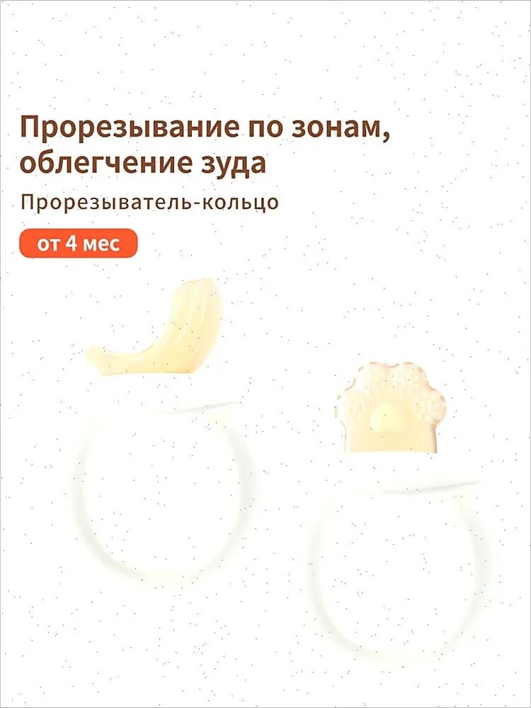 Thyseed Прорезыватель-кольцо из пищевого силикона для детей от 4 месяцев, 2 шт