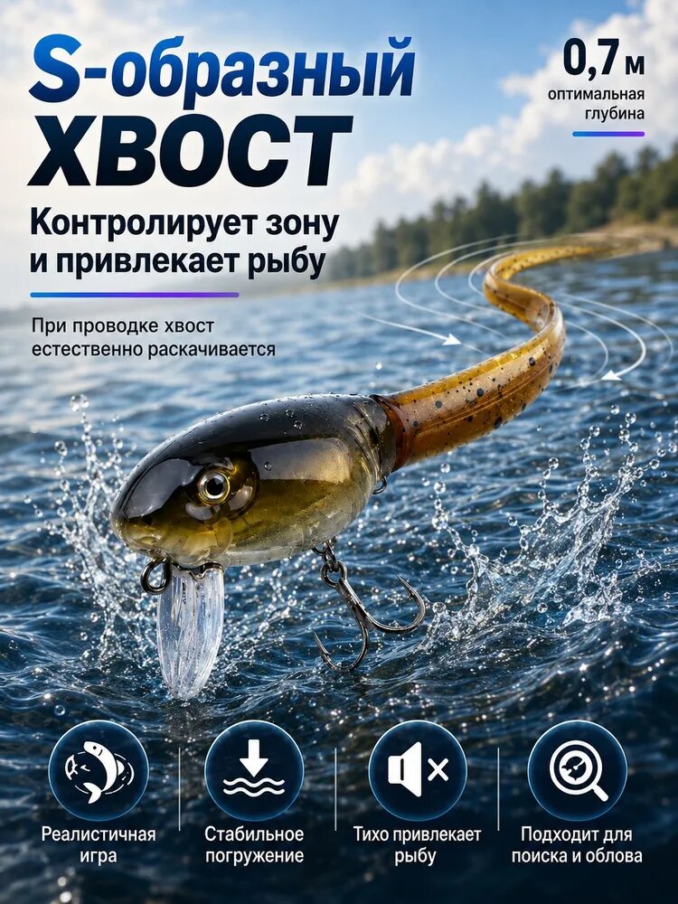 Воблер квокер, воблер на щуку,8.5 см, 8.1 г для ловли щуки, окуня, голавля, универсальная приманка