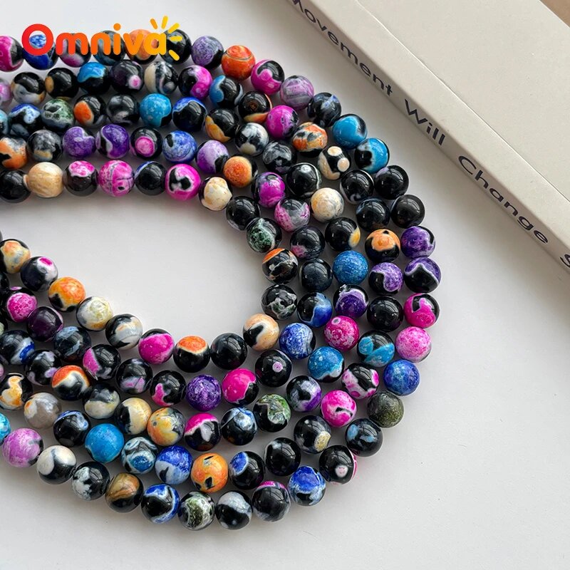 Бусины из радужного огненного агата 6/8/10 мм 15 дюймов 10mm-about 36pcs
