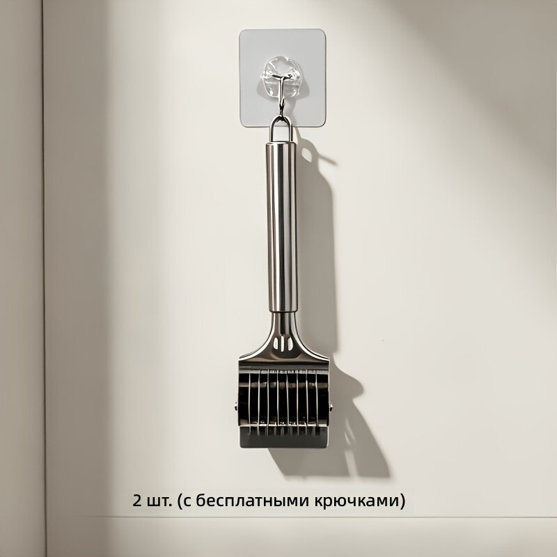Ручной нож для теста из нержавеющей стали с удобной ручкой и отверстием для подвешивания, 2 шт. (в комплекте крючки)