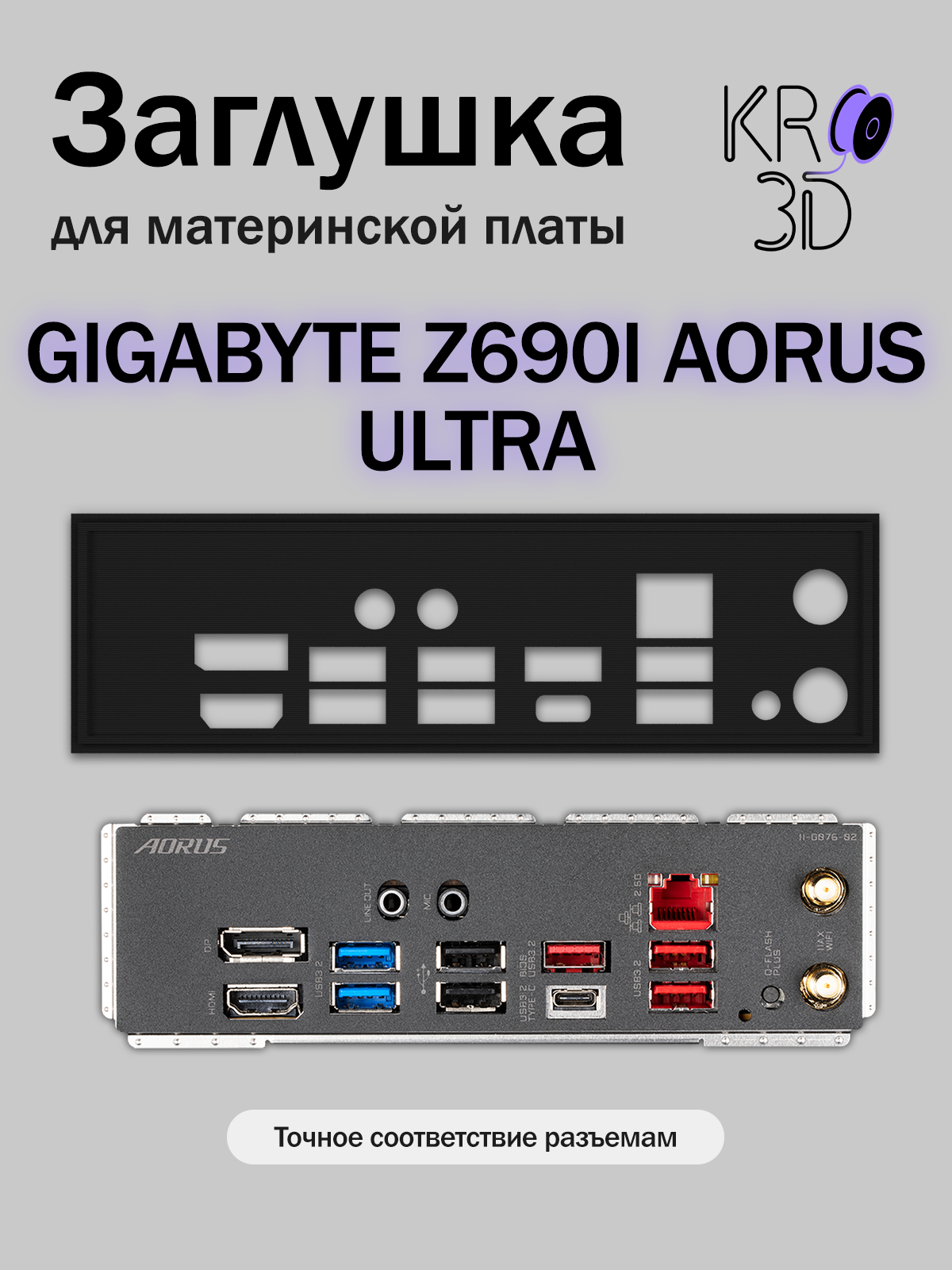 Заглушка для материнской платы GIGABYTE Z690I AORUS ULTRA черная