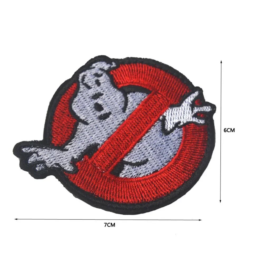 Вышитая наклейка Ghostbusters круглая красная