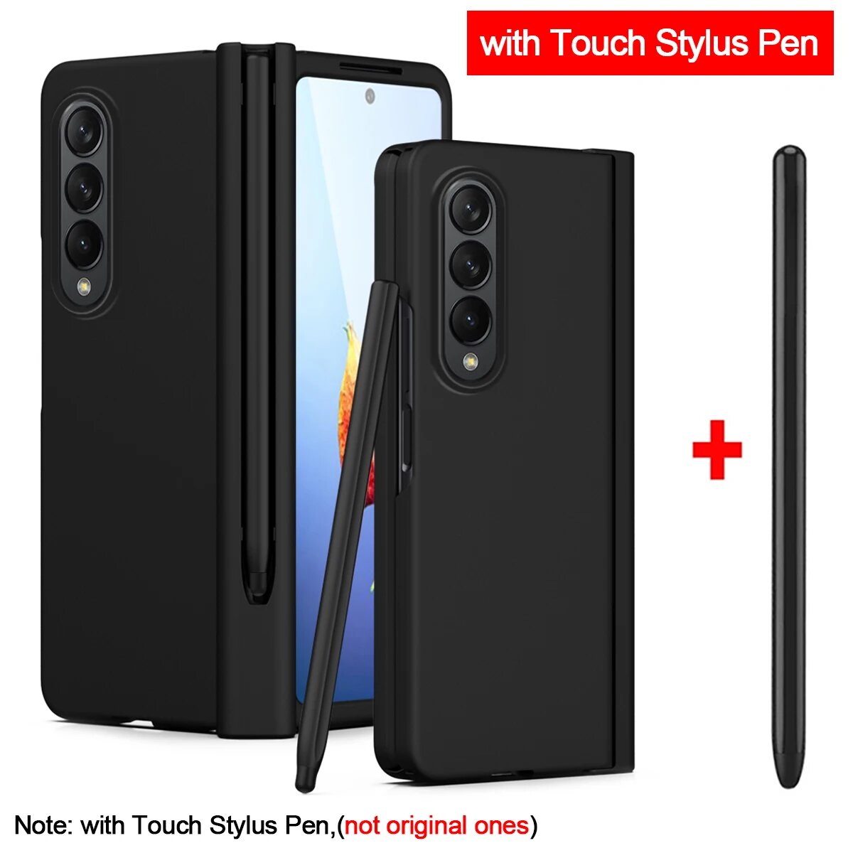 Чехол с держателем для стилуса и защитным стеклом для Samsung Black- with Pen, For Galaxy Z Fold 5